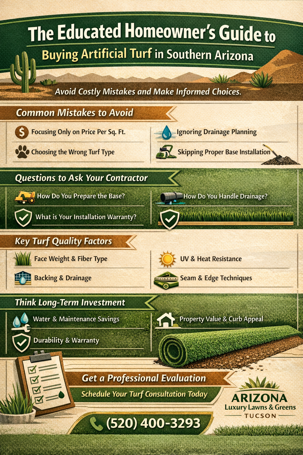 The Homeowner’s Guide to Buying Artificial Turf in Southern Arizona